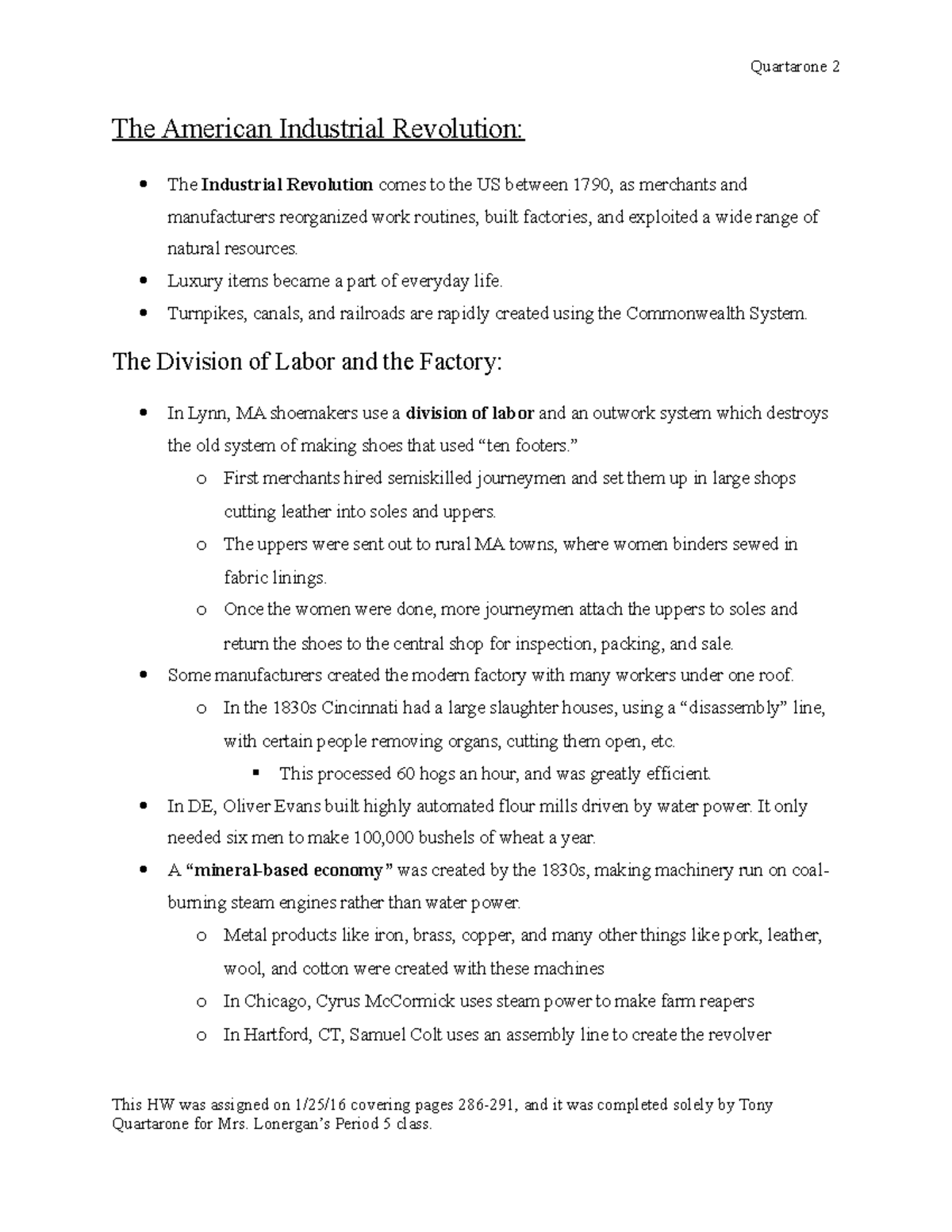 Chapter 9 Pages 286-291 - The American Industrial Revolution: The ...