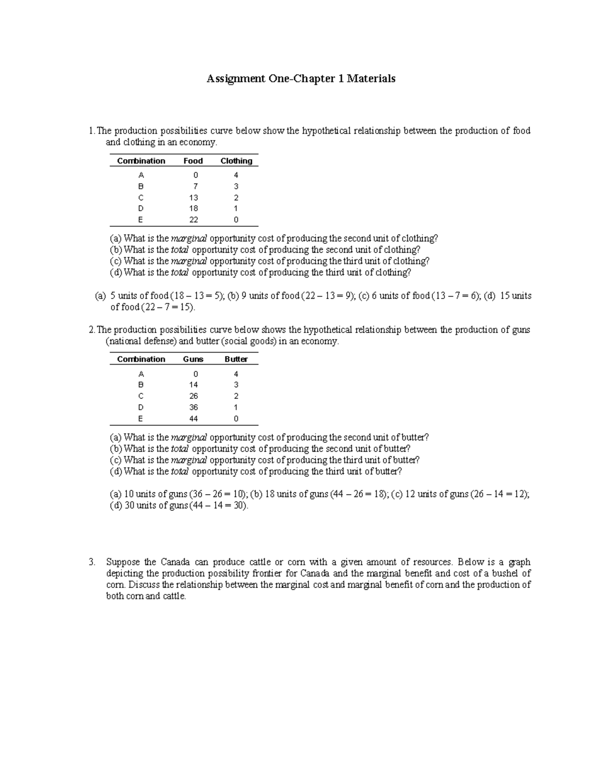 Answers to Assignment One - Assignment One-Chapter 1 Materials 1 ...
