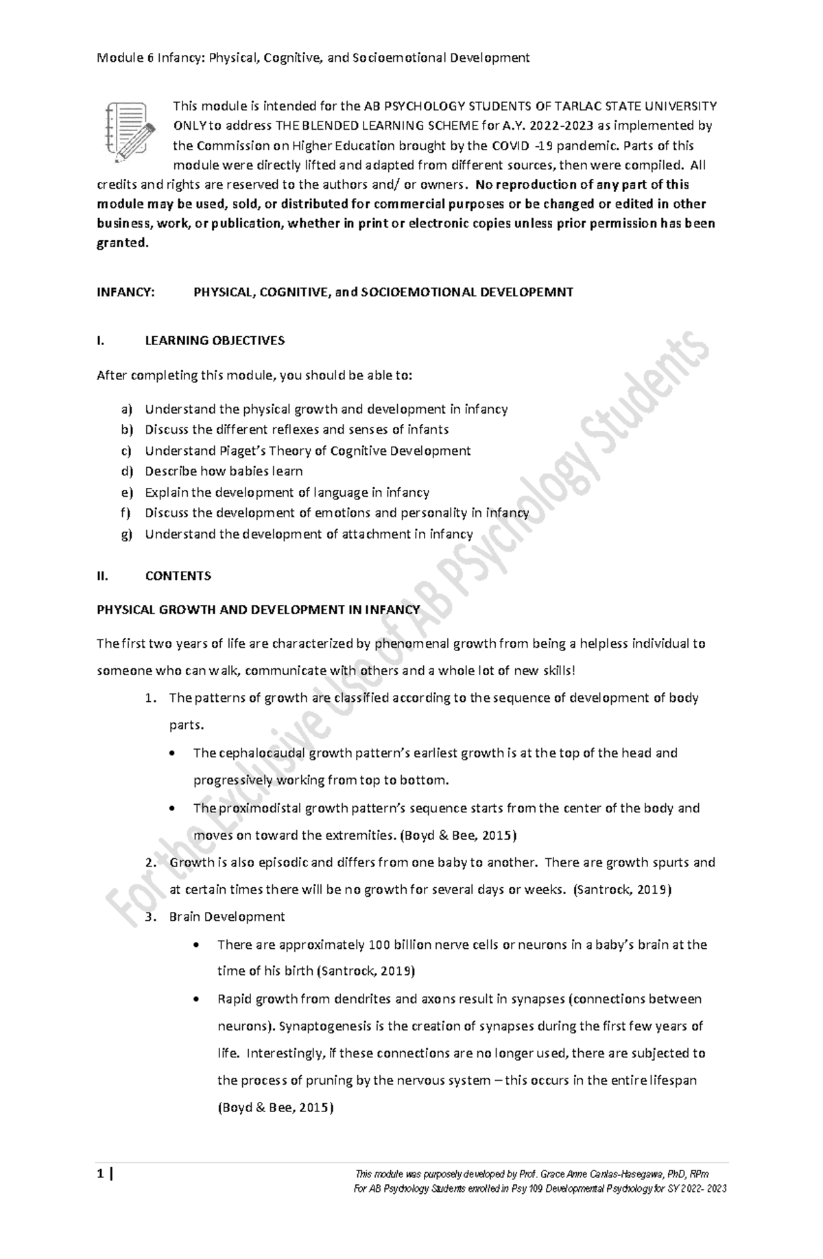 Module 6 Infancy Physical, Cognitive, and Socio Emotional Development ...