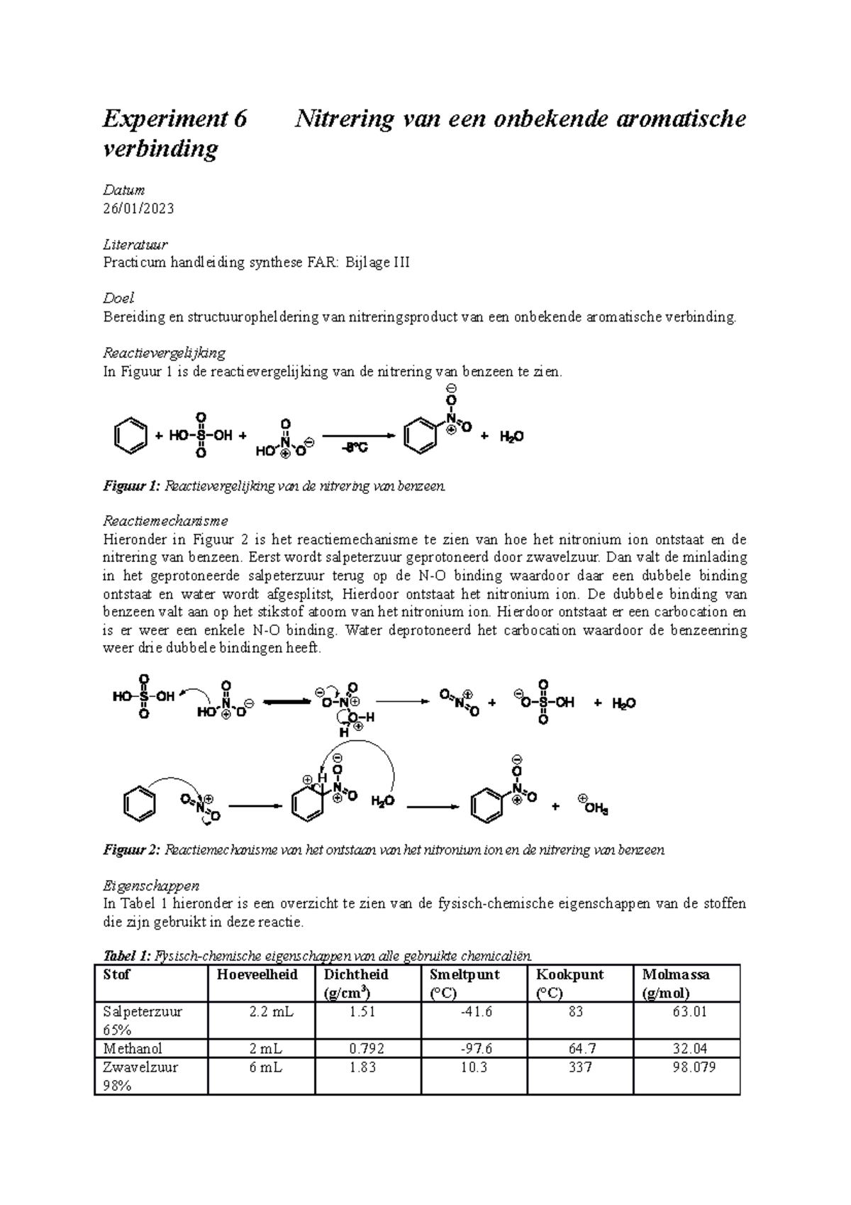 Experiment 6 Nitrering van onbekende aromatische verbinding ...