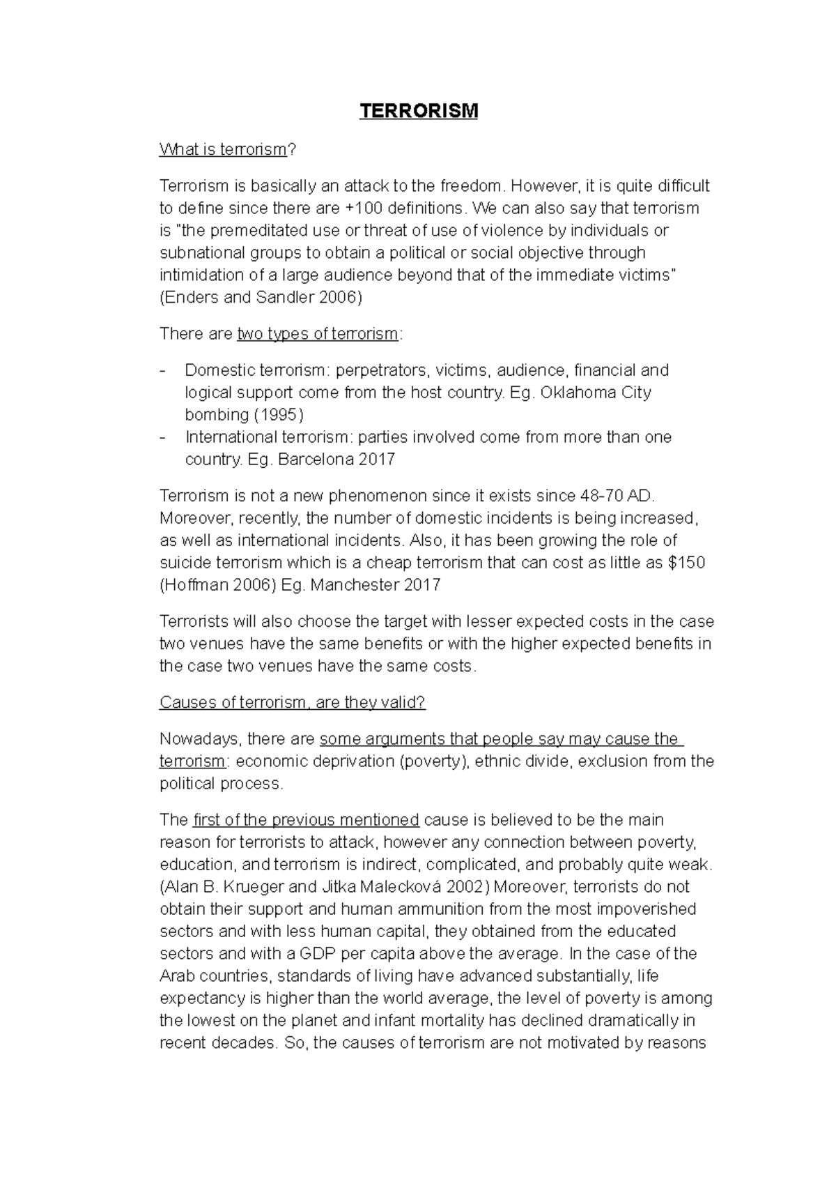 Terrorism - Grade: B - TERRORISM What is terrorism? Terrorism is ...