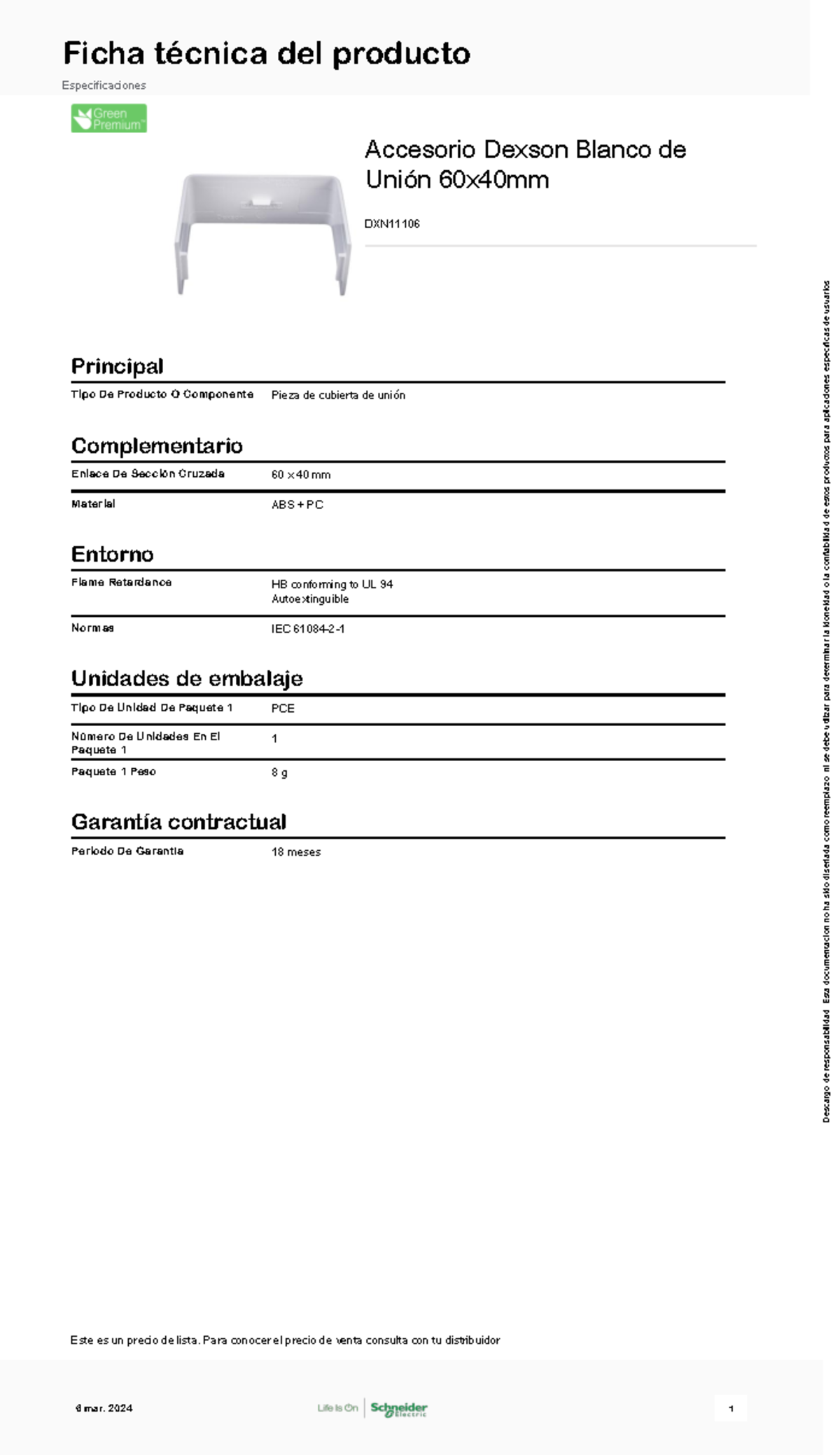 Schneider Electric Dexson DXN11106 - Accesorio Dexson Blanco de Unión ...