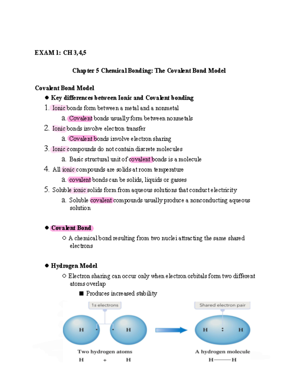 Chapter 5 Chemical Bonding The Covalent Bond Model - EXAM 1: CH 3,4 ...