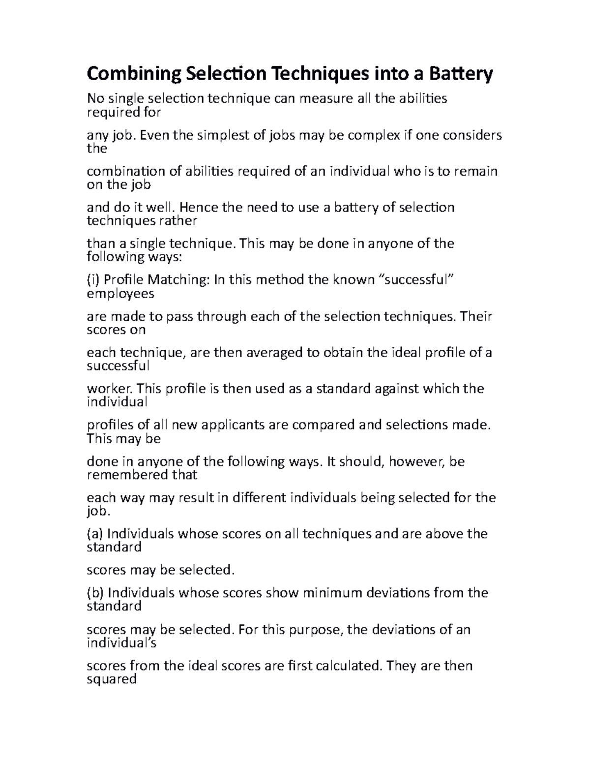 Combining Selection Techniques into a Battery - Even the simplest of ...