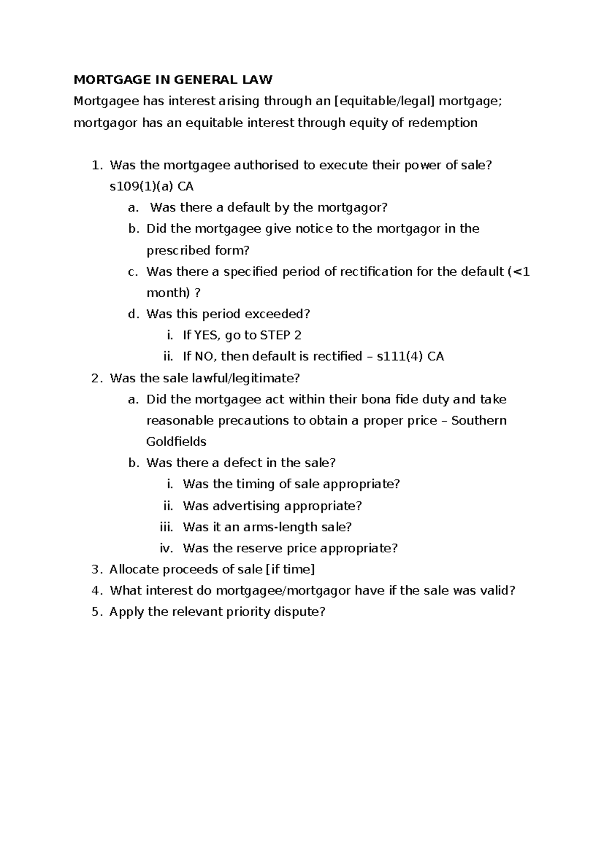 Property flowchart - MORTGAGE IN GENERAL LAW Mortgagee has interest ...