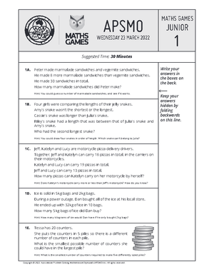 2019 Reach and ICAS Practice Questions Mathematics Paper G ...