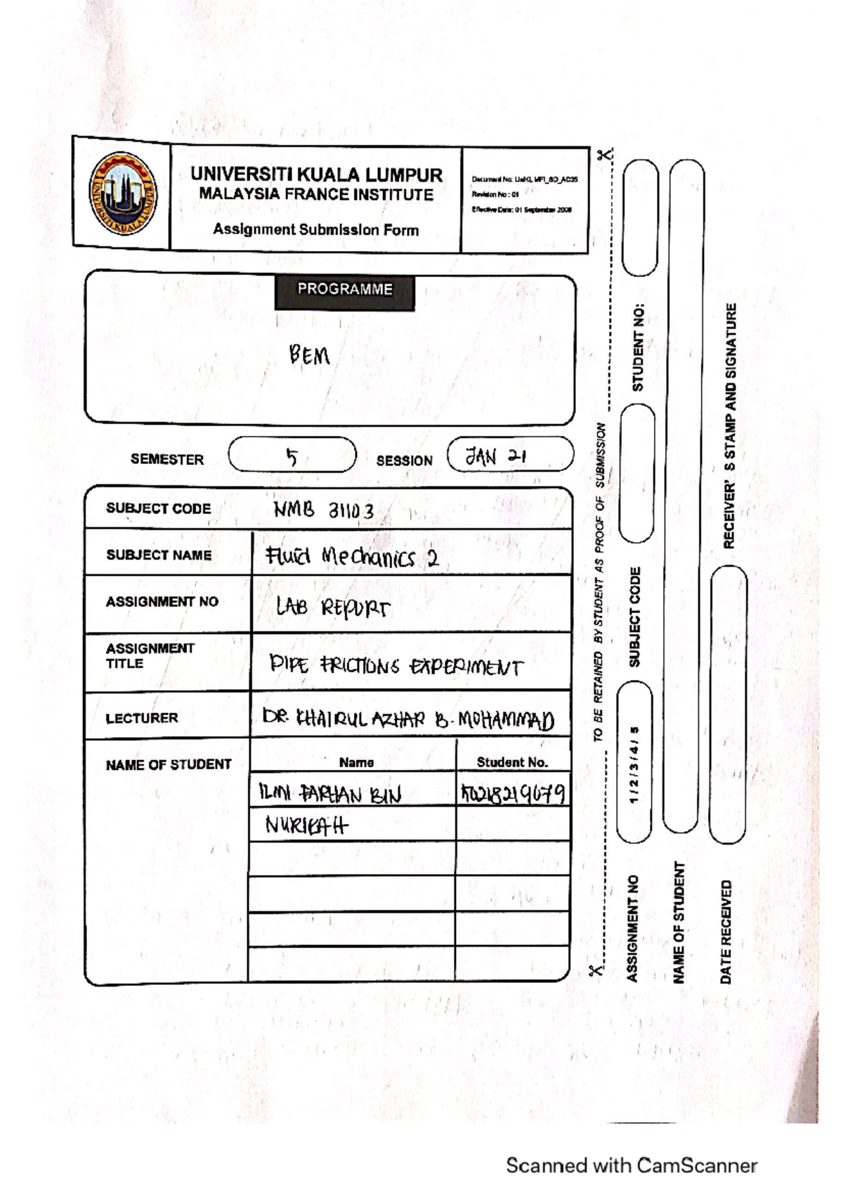 Pipe - student - mechanical engineering - Studocu