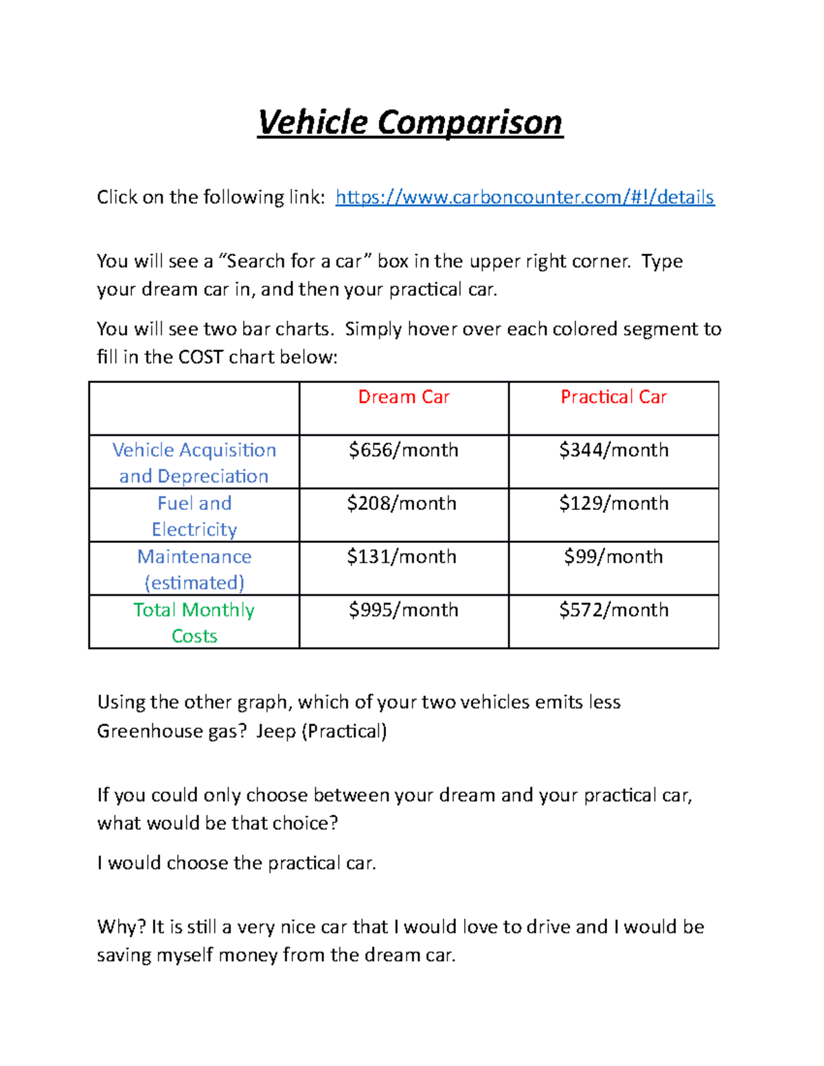 Vehicle Comparison 2 - Vehicle Comparison Click on the following link ...