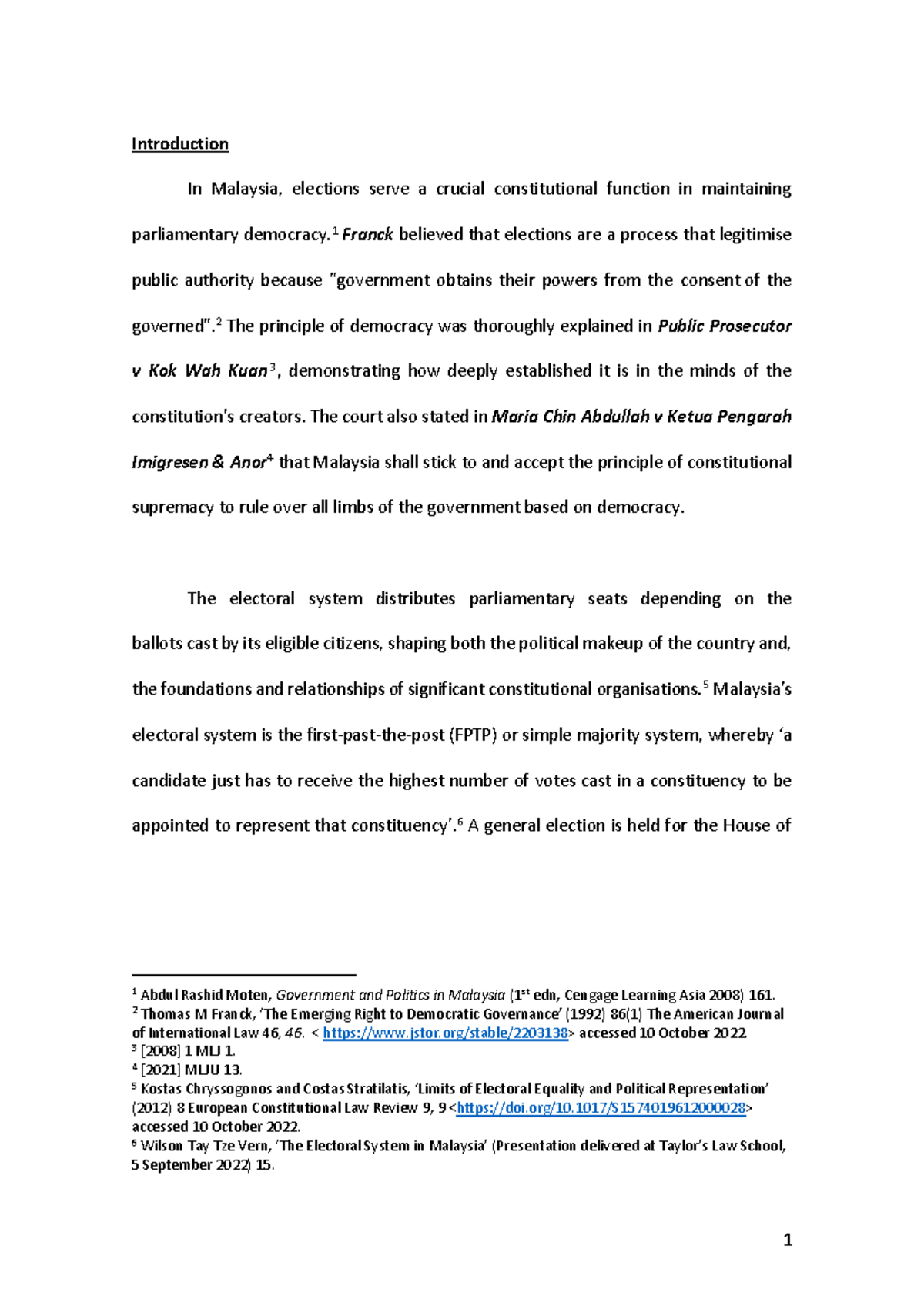 The Malaysian Election system - Introduction In Malaysia, elections ...