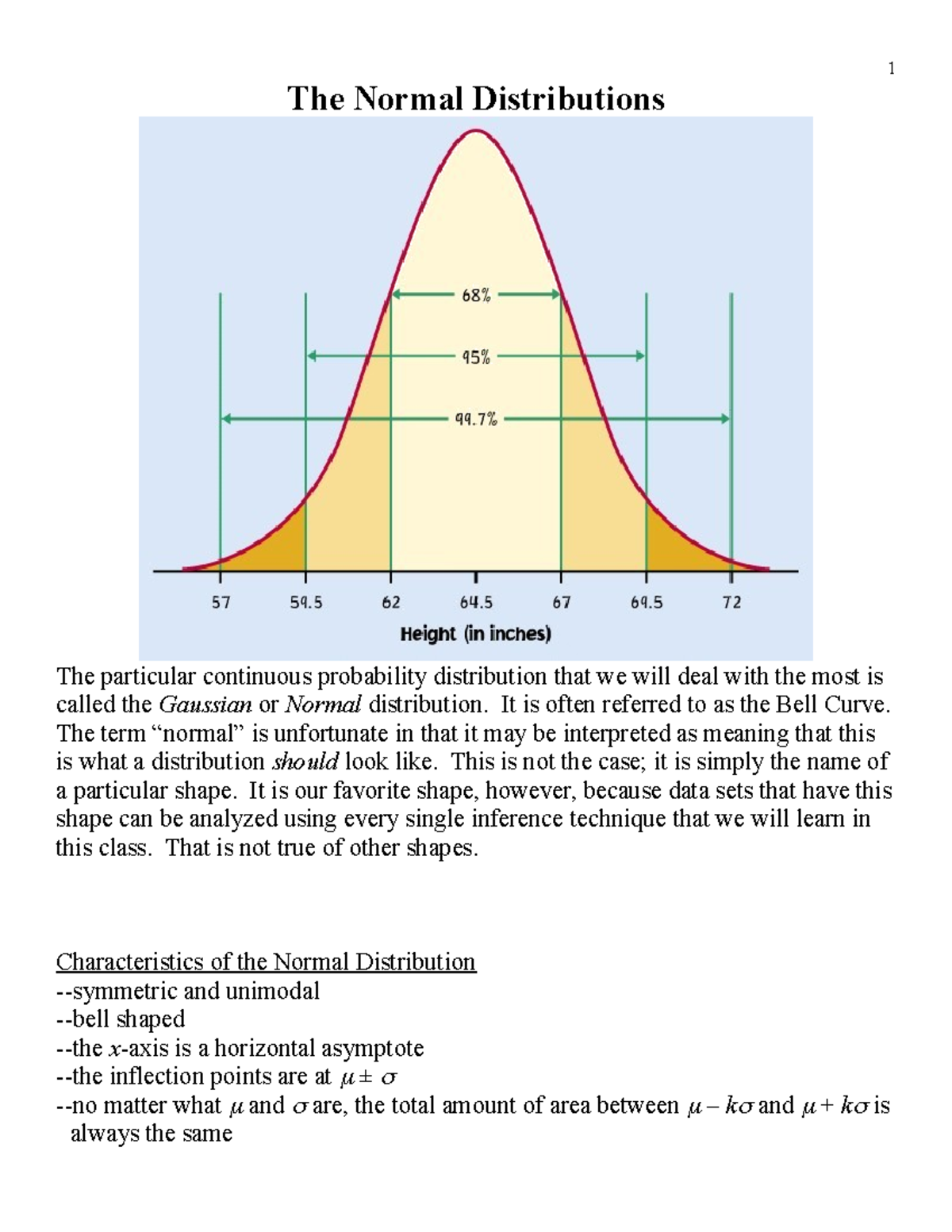 08. Normal Dist'n - The Normal Distributions The particular continuous ...