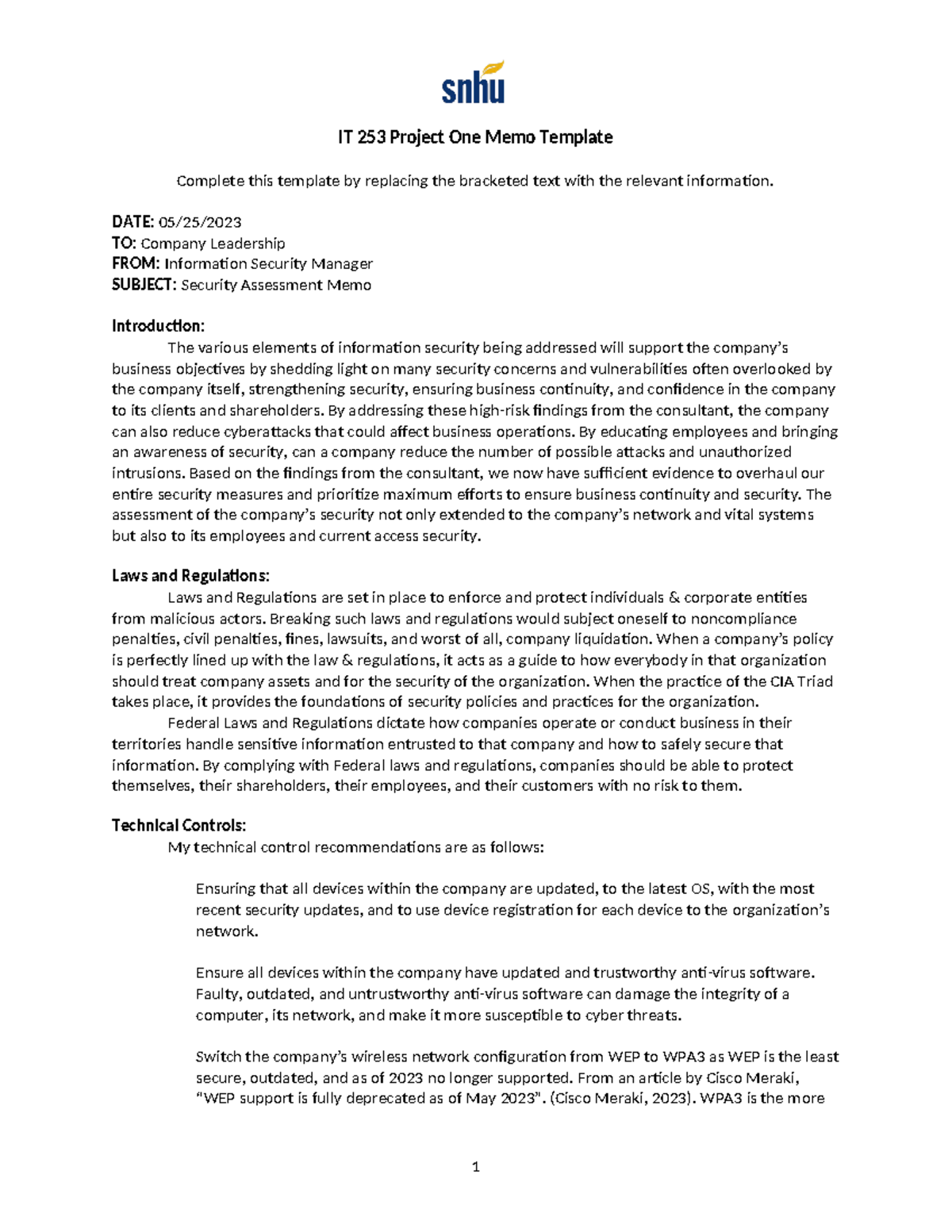 IT 253 - Project One - Memo - Andrew Tran - IT 253 Project One Memo ...