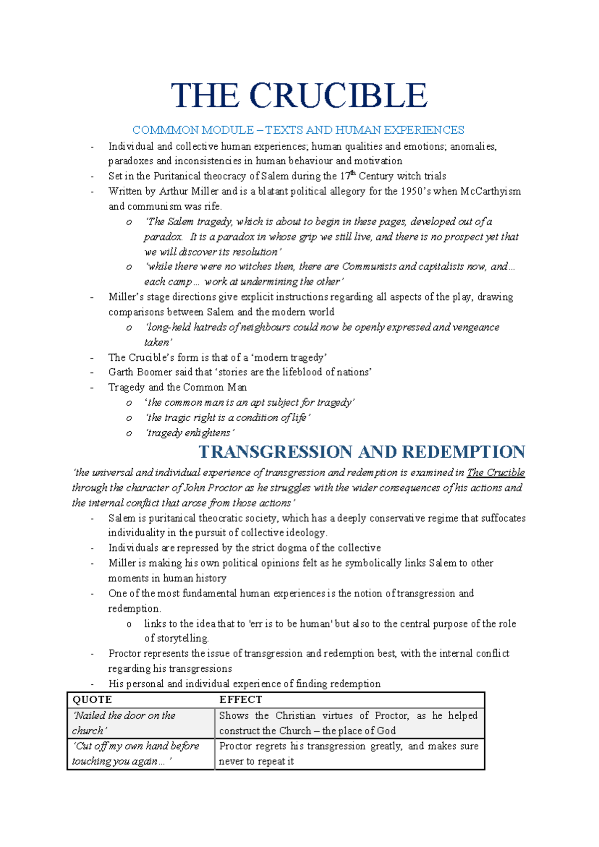 2019 EA Mod Common The Crucible Notes Ella Jessie - THE CRUCIBLE ...