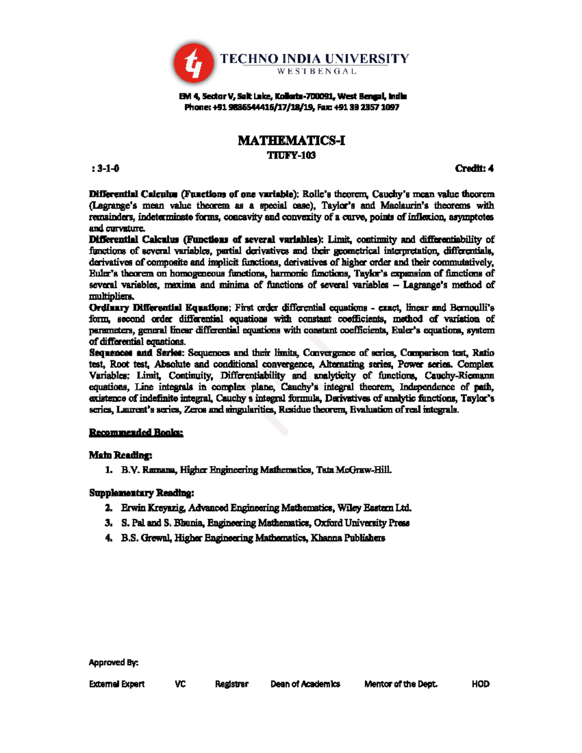 3rd sem syllabus cse - t TECHNO INDIA UNIVERSITY WESTBENGAL EM 4 ...