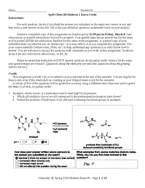 Chem 3B Midterm 1 Content Summary - Fall 2022, Marsden - Chem 3B, Fall ...