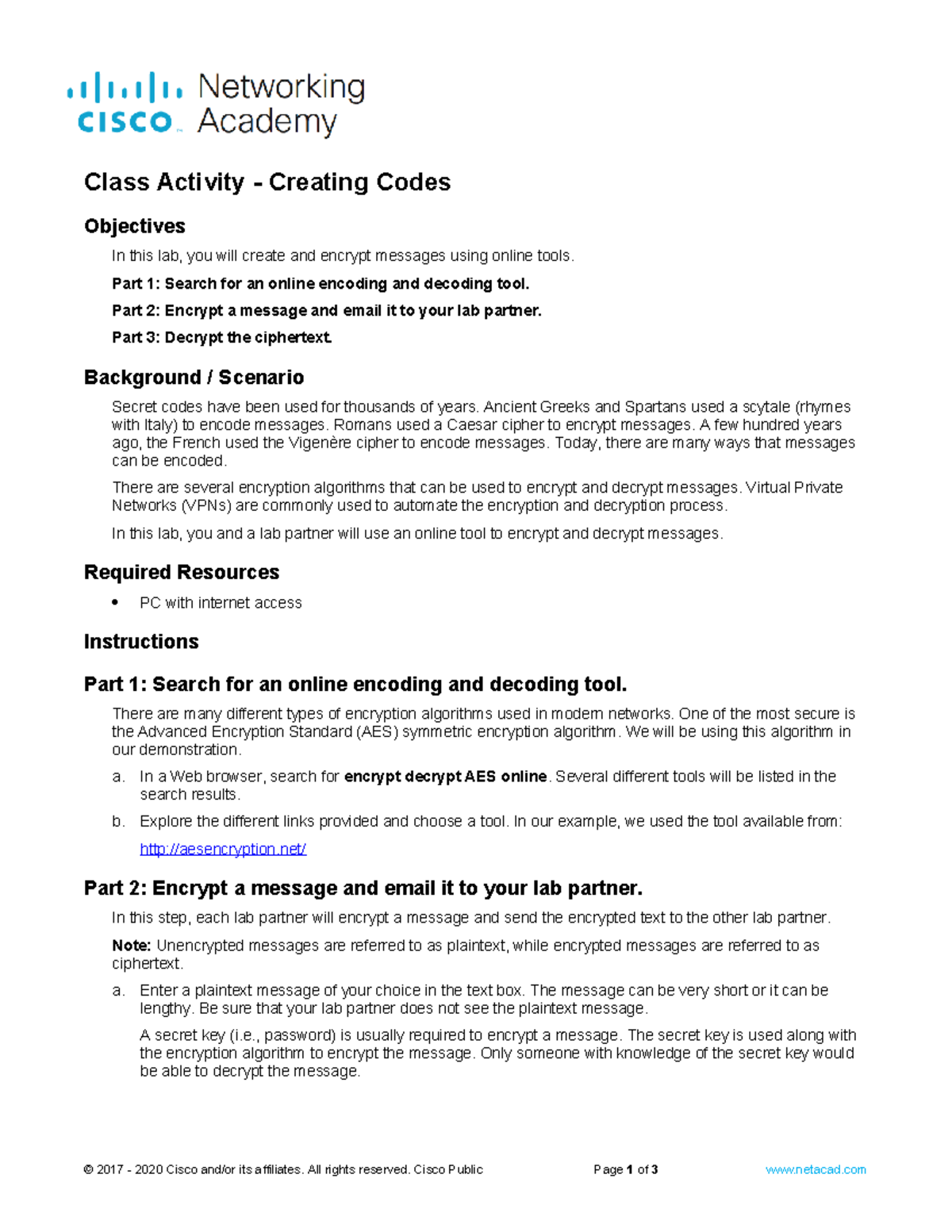 21.0.3 Class Activity - Creating Codes - Class Activity - Creating ...