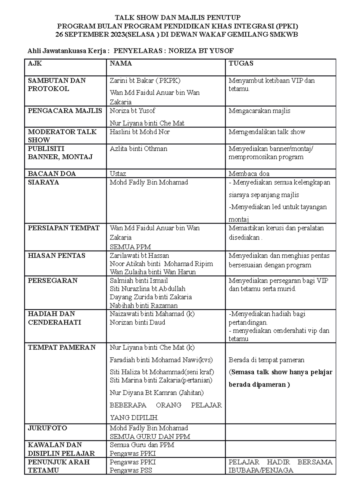 AJK TALK SHOW DAN Perasmian Bulan PPKI - TALK SHOW DAN MAJLIS PENUTUP ...