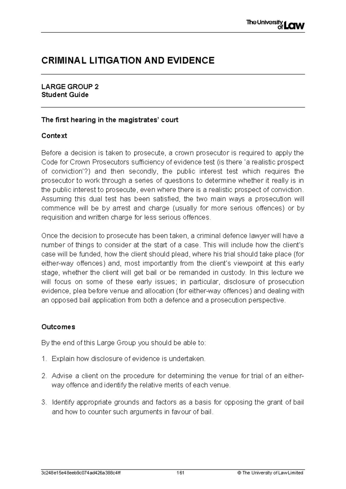 2223 crle lg02 ce01 student guide - CRIMINAL LITIGATION AND EVIDENCE ...