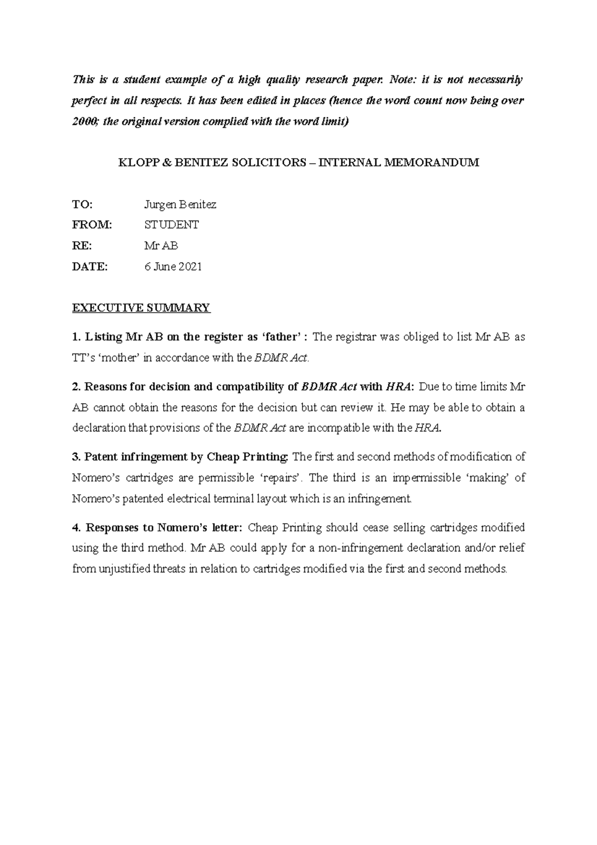 Student Example 2021 Research Paper - This is a student example of a ...