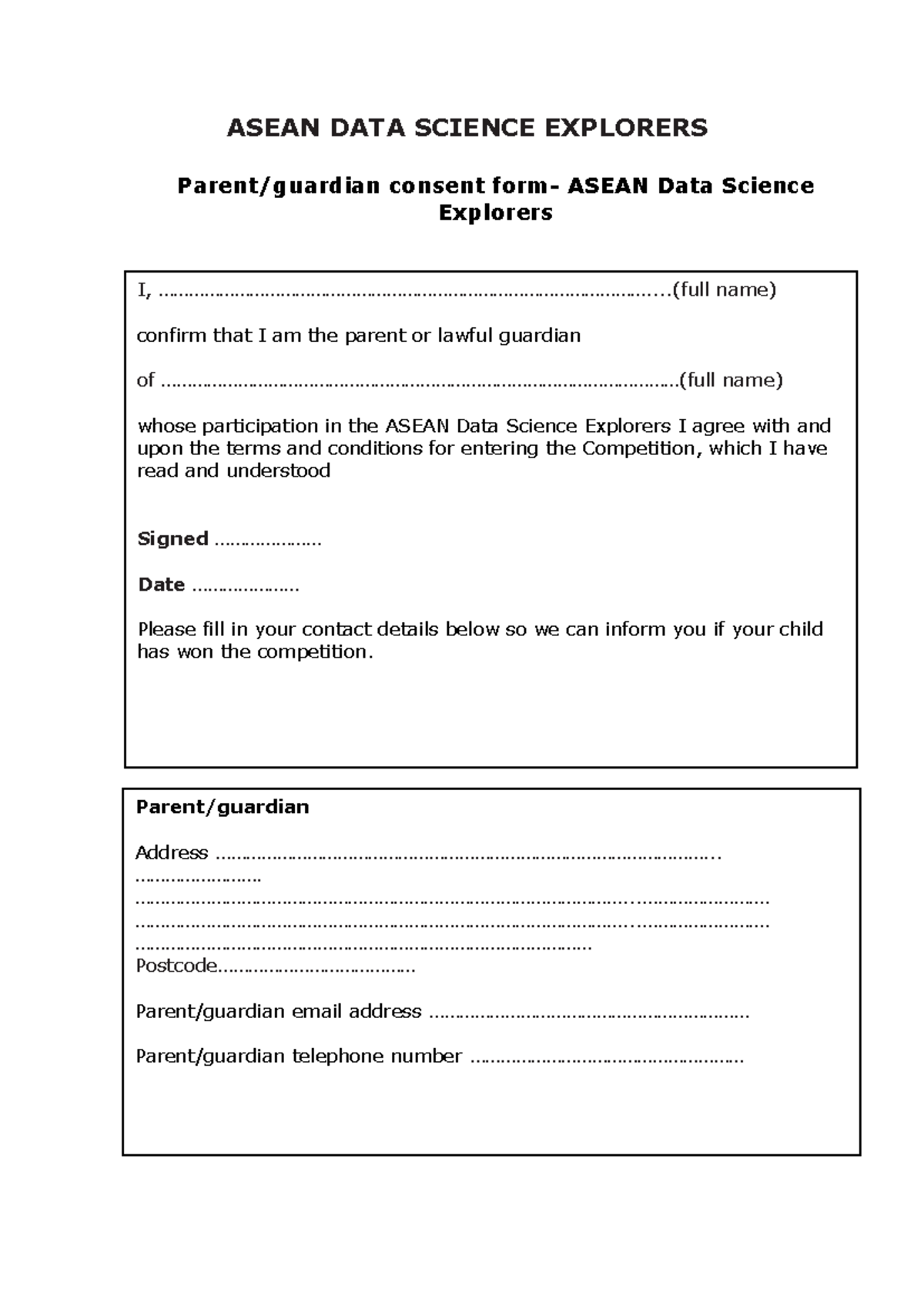 Asean DSE Parental Consent Form - ASEAN DATA SCIENCE EXPLORERS Parent ...