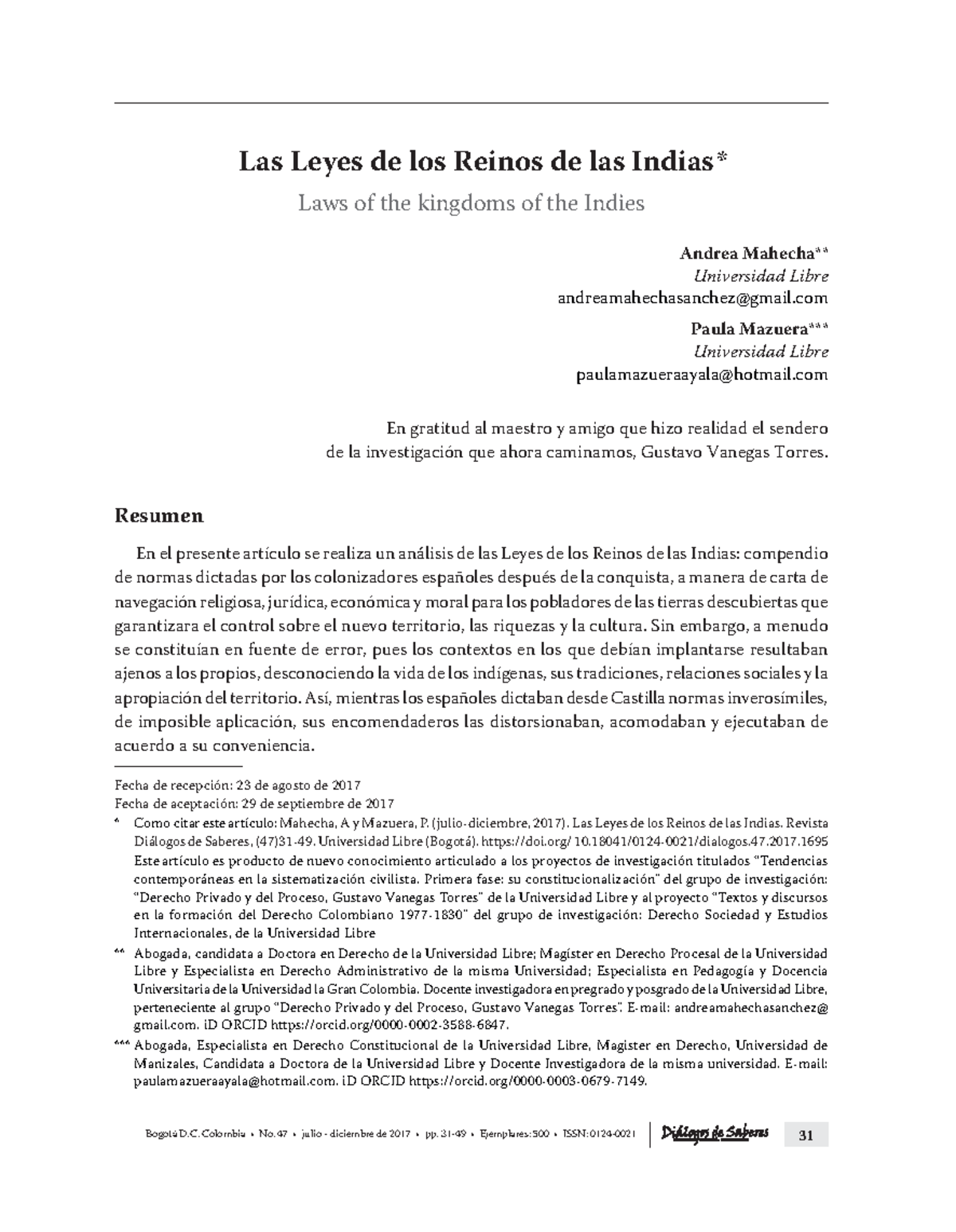 Dialnet-Las Leyes De Los Reinos De Las Indias-6567142 - Andrea Mahecha ...