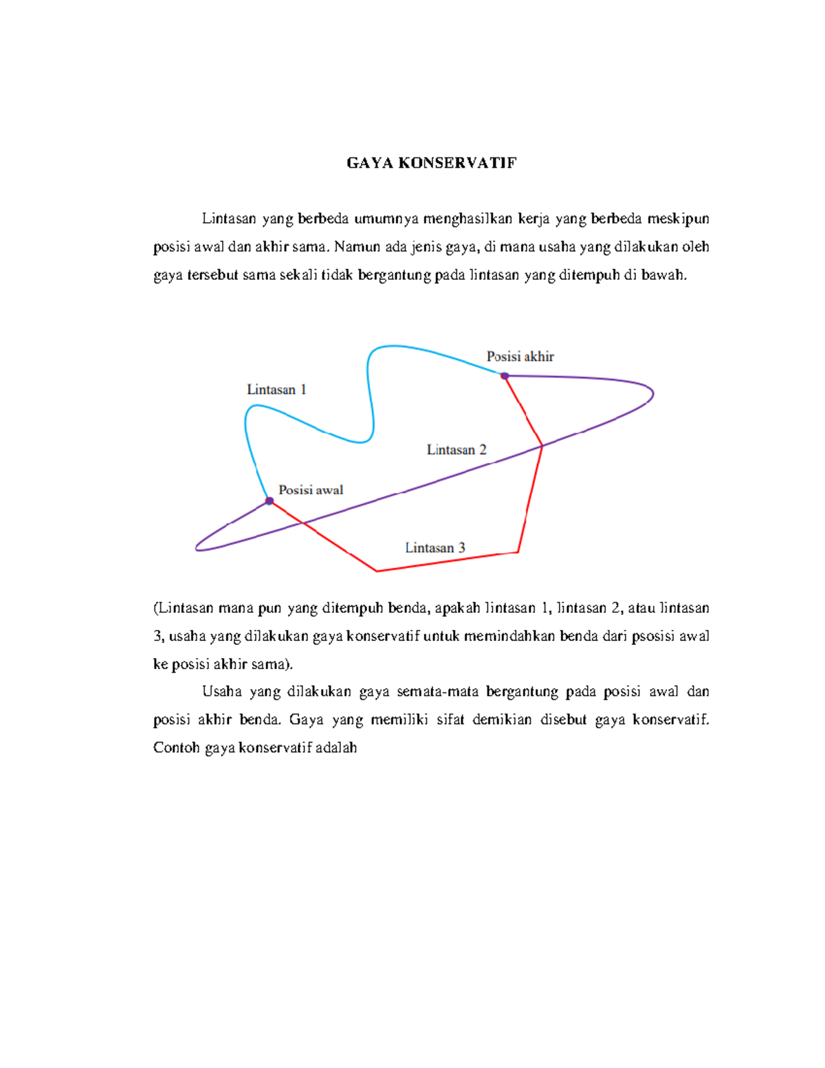 Gaya Konservatif - GAYA KONSERVATIF Lintasan yang berbeda umumnya ...