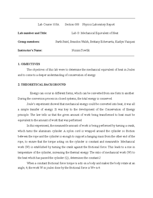 Physics Lab Report #2 - Google Docs - Physics Lab 109 One-Dimensional ...