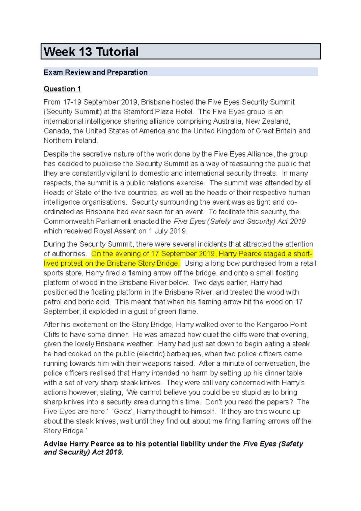 Week 13 Tutorial - Week 13 Tutorial Exam Review and Preparation ...