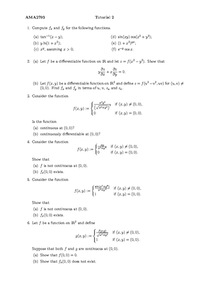 Tutorial 1 - tut - AMA2703 Tutorial 1 Let f : IR → IR be continuous on [6, 15] and ...