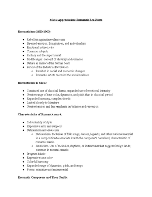 The Classical Style Class Notes - Music Appreciation: Classical Era The ...