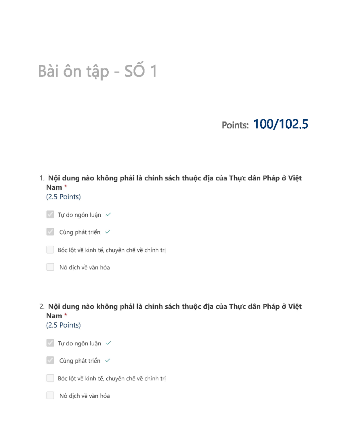 Bài ôn tập 1 - mot so cau hoi trac nghiem mon lich su Dang cong san Viet Nam - Lịch sử Đảng cộng ...