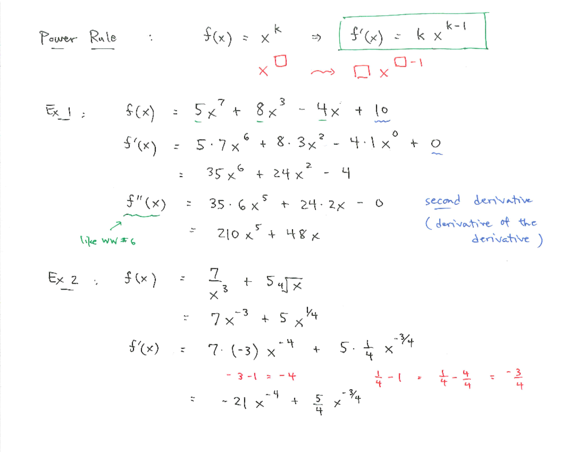 Section 4 Notes- Power Rule - Power Rule : f(x) x k k x X my Ex_1 f(x ...