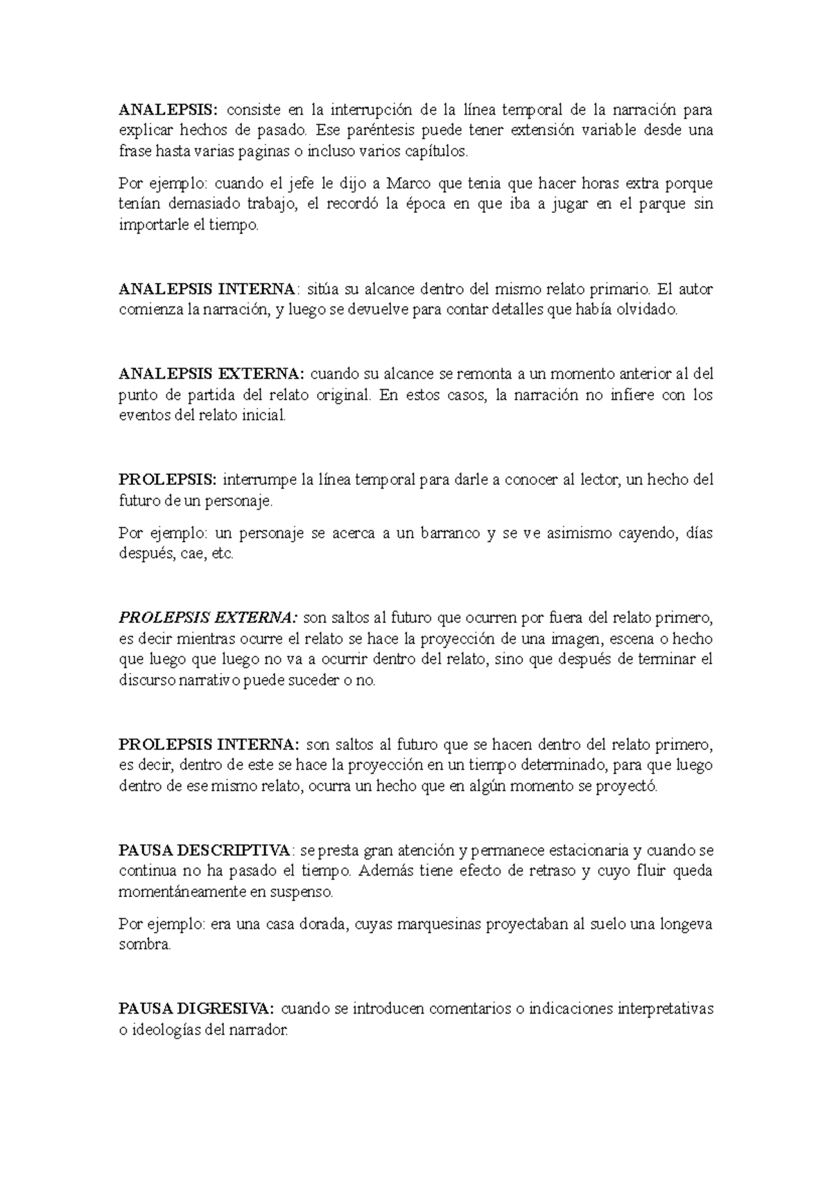 Elementos Narratologicos - ANALEPSIS: consiste en la interrupción de la ...