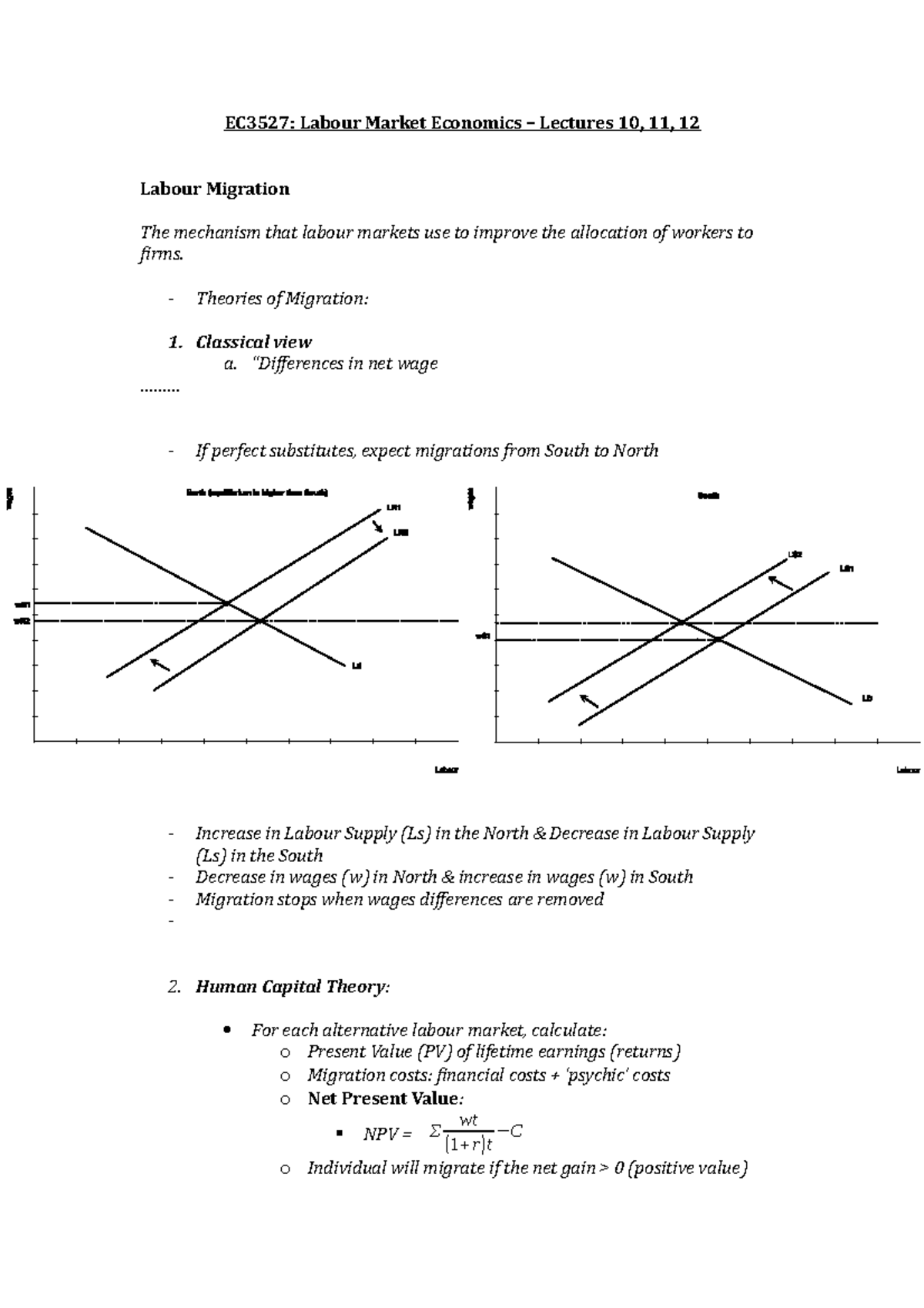 Lectures 10, 11, 12 - Lecture notes 10, 11, 12 - EC3527: Labour Market ...