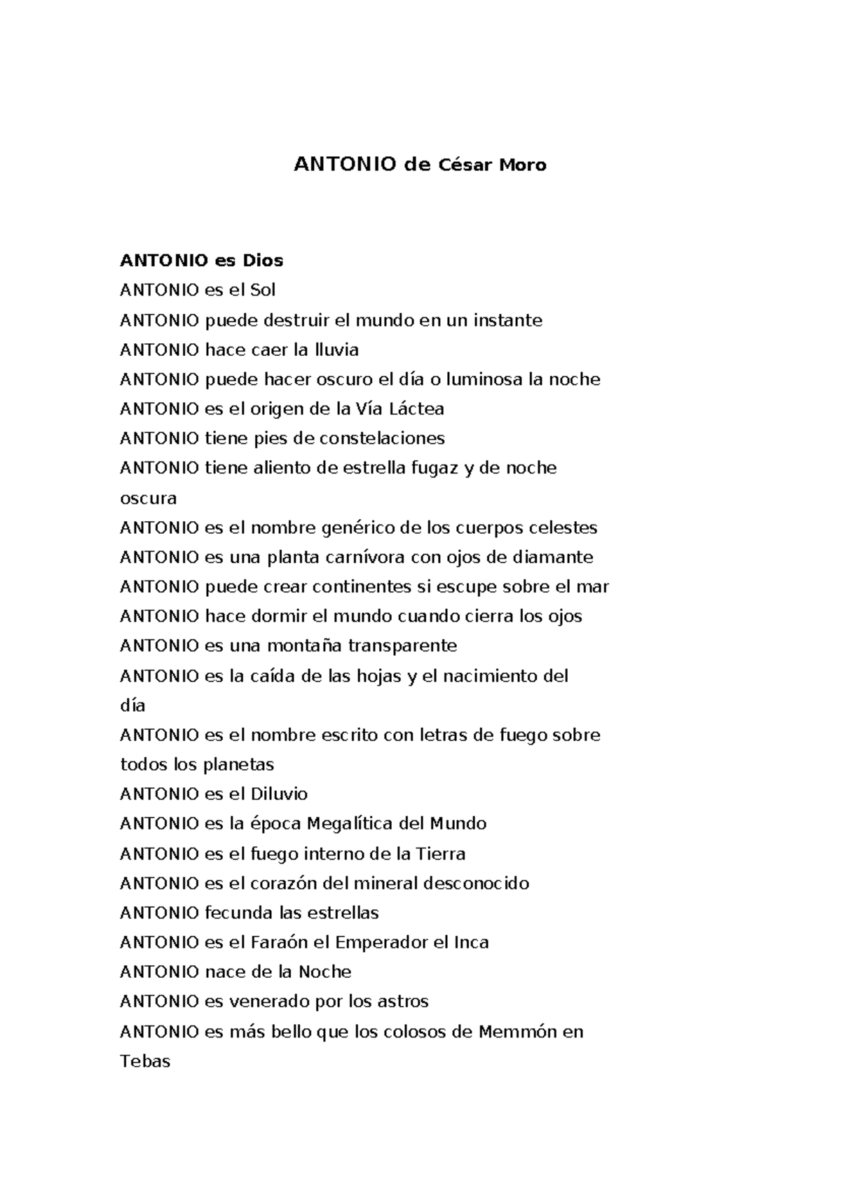 Antonio de César Moro - ANTONIO de César Moro ANTONIO es Dios ANTONIO ...