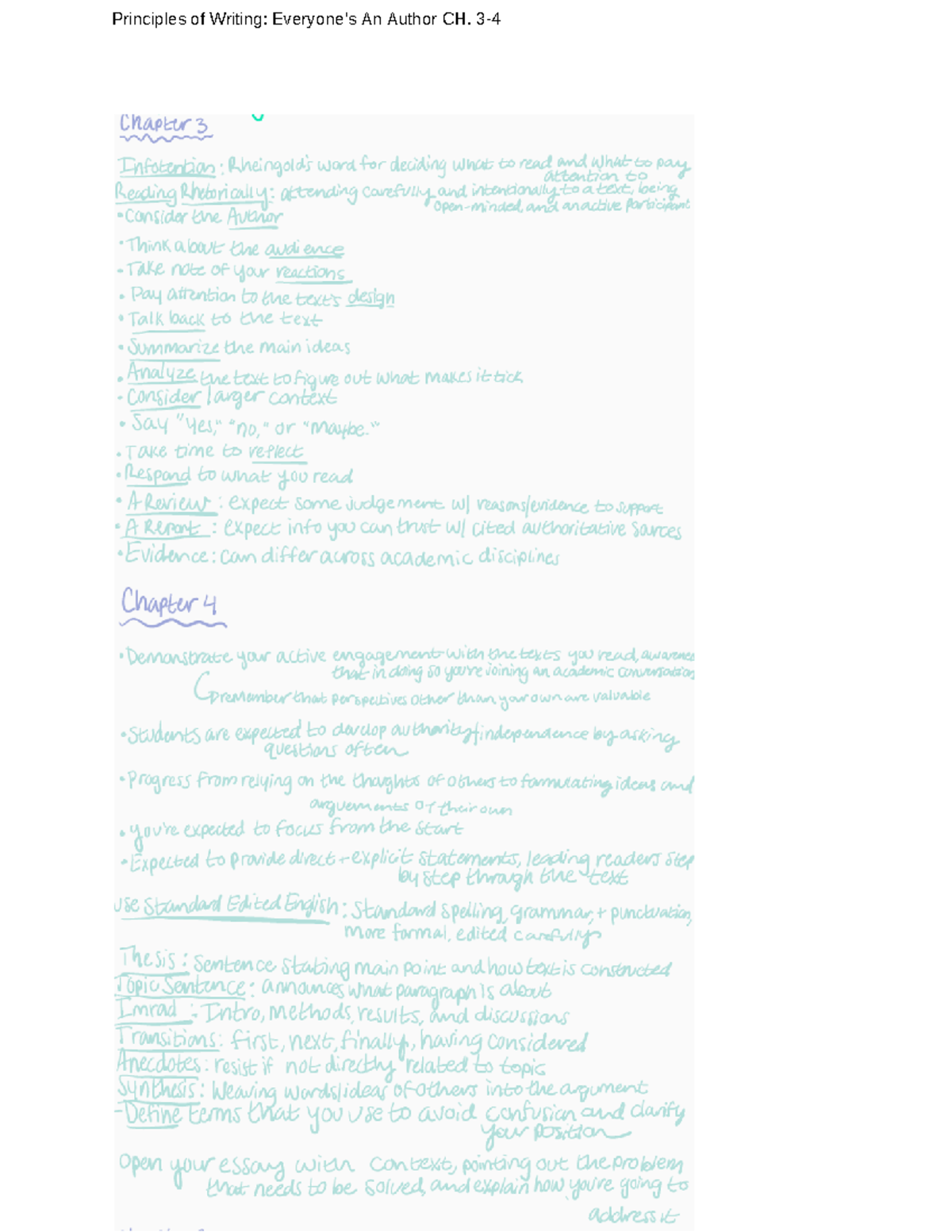 Principles of Writing CH 3-4 - the Chapter 3 Infotentian: word for ...