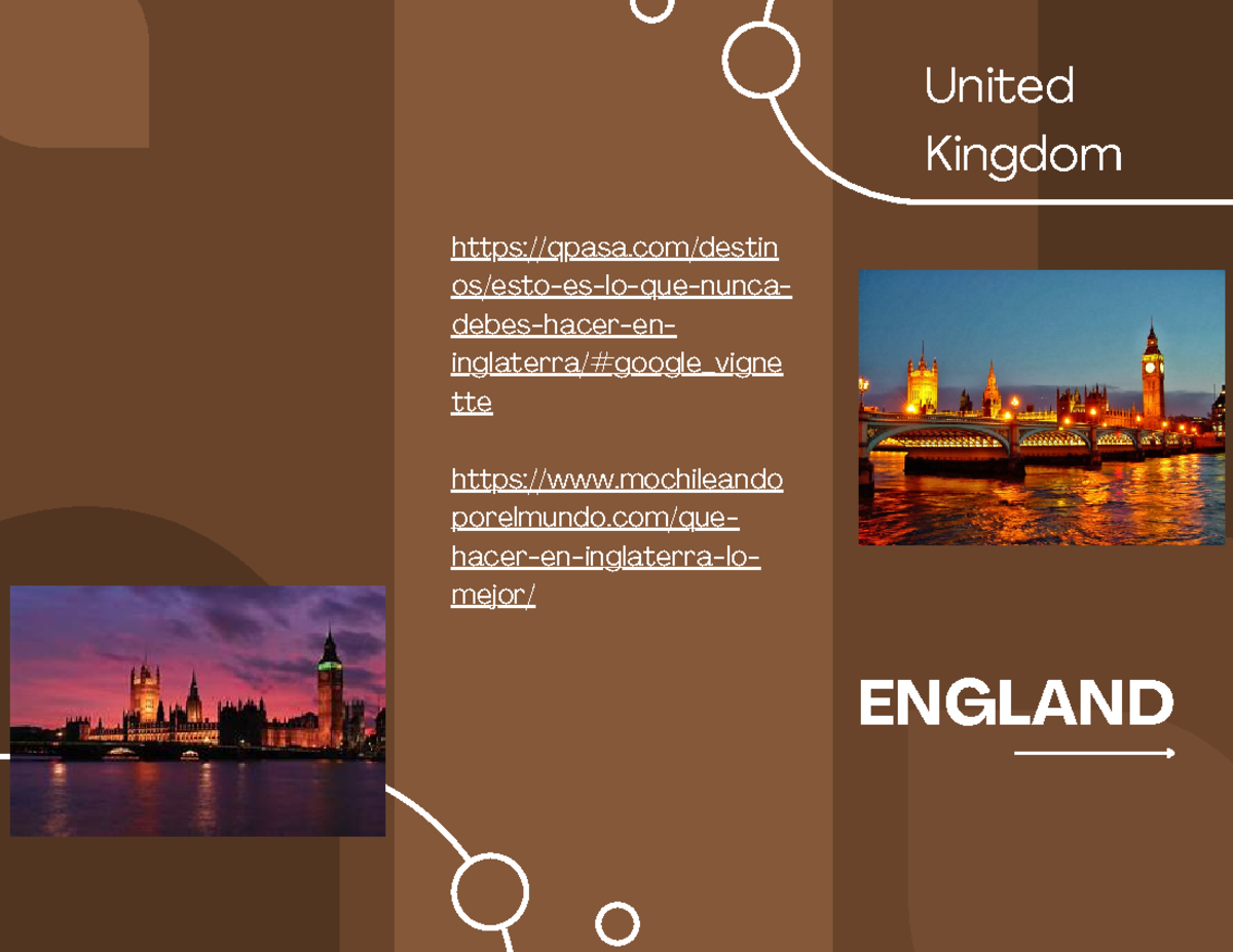 Brown Creative World City Tour Trifold Brochure - ENGLAND United ...