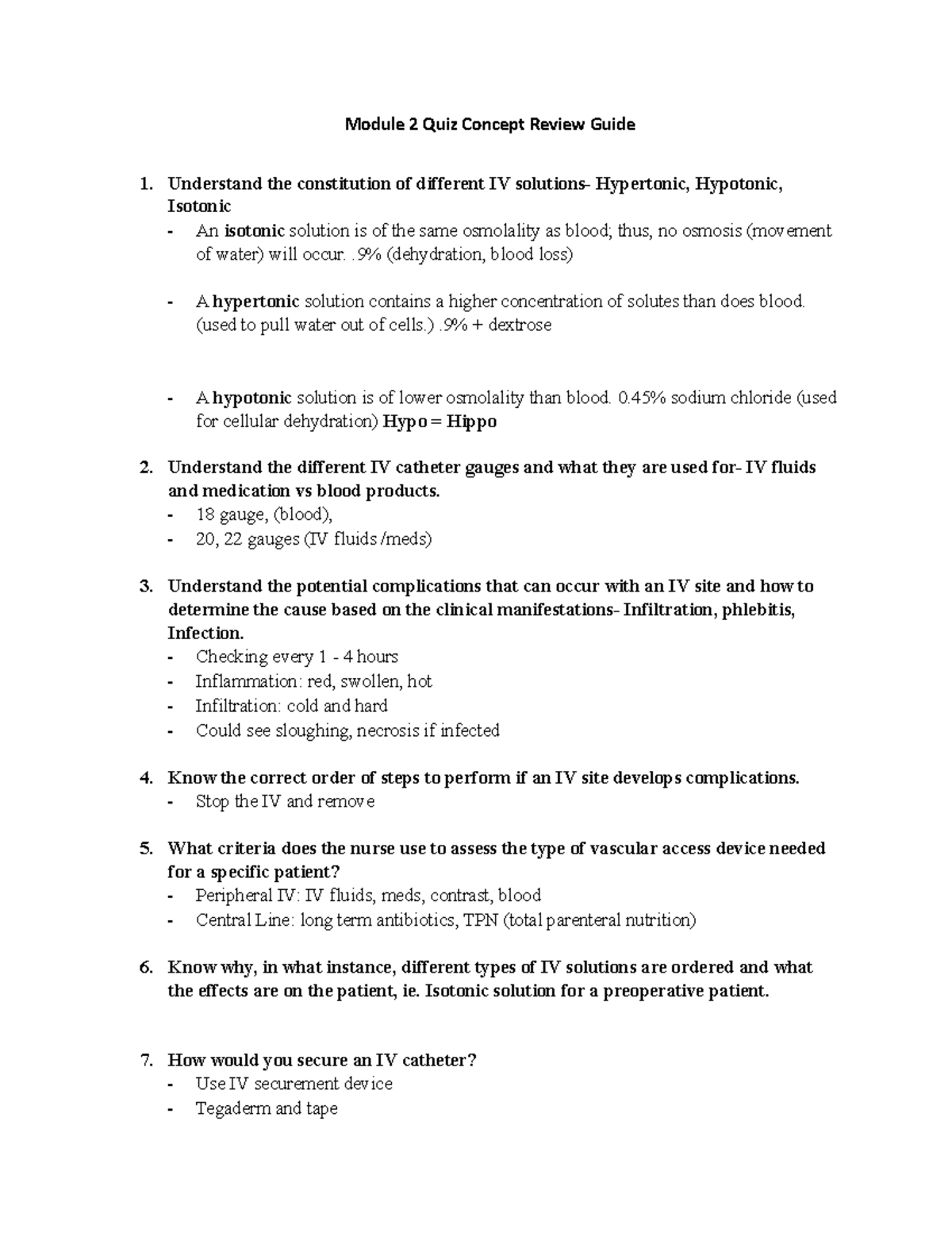 PNS II-Module 2 Quiz Review - Module 2 Quiz Concept Review Guide ...