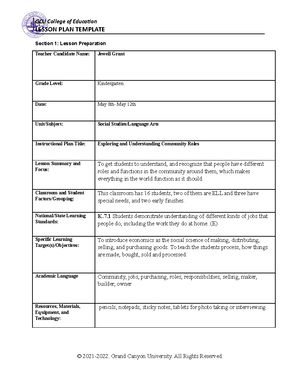 Breanna garza ECE 465 #2 coe-lesson-plan-template - ECE-465 - GCU - Studocu