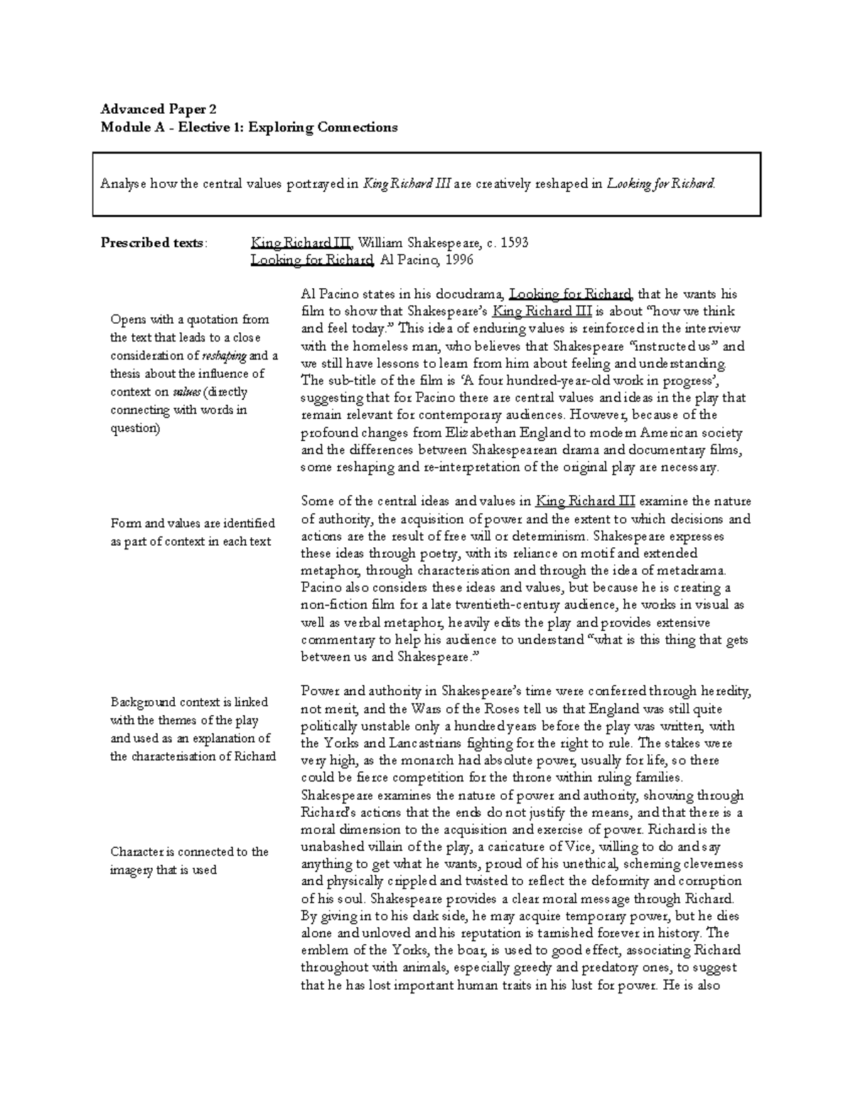 Adv paper 2 Mod A E1 Richard - Advanced Paper 2 Module A - Elective 1: Exploring Connections ...