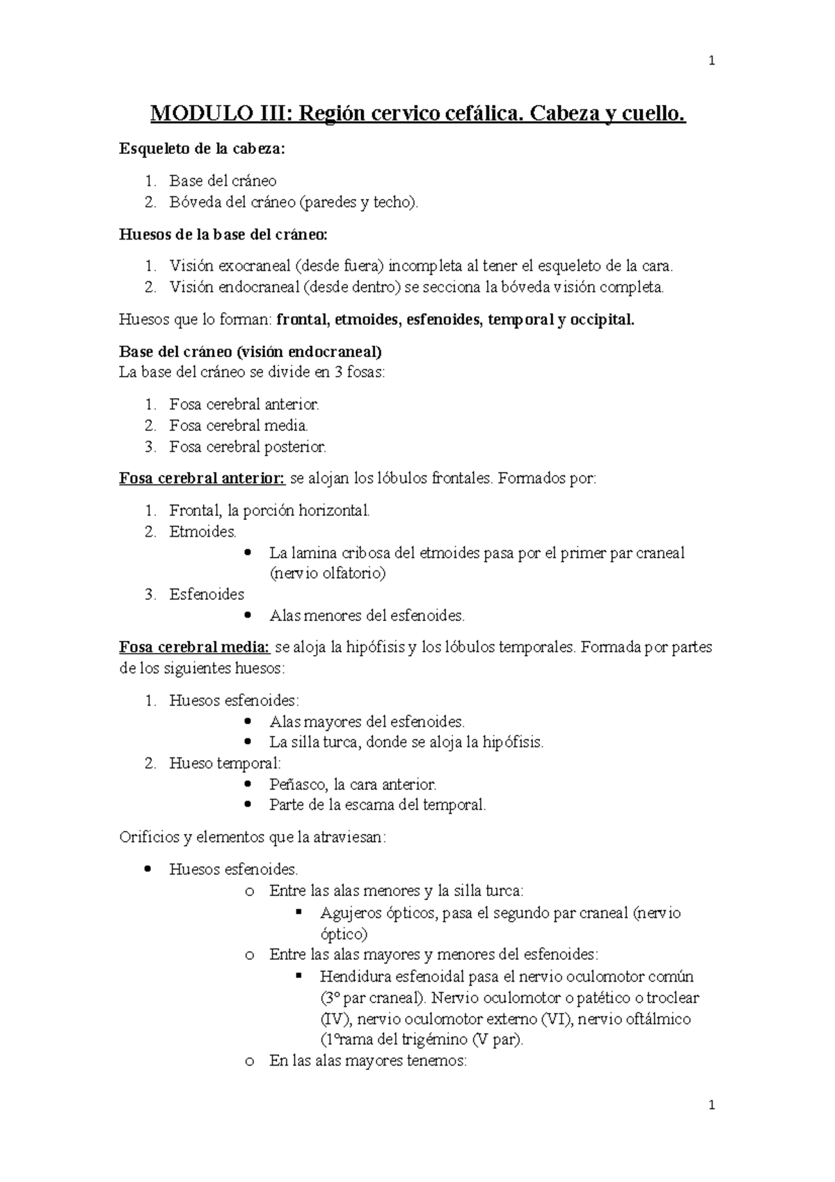 Modulo VI Región cervico cefálica. - MODULO III: Región cervico ...