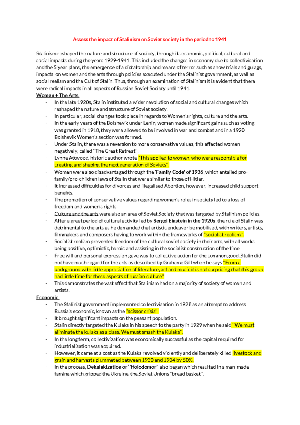 Russia essay plans - Assess the impact of Stalinism on Soviet society ...