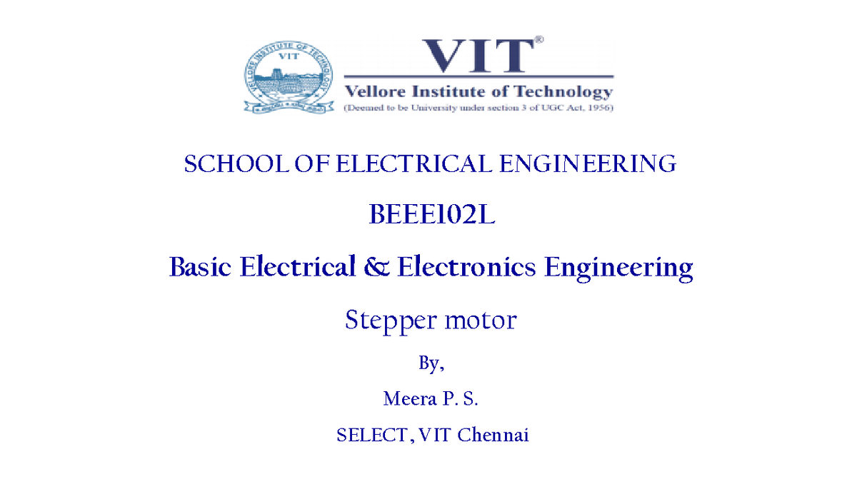 Stepper motor - this is given by meera ps - SCHOOL OF ELECTRICAL ...