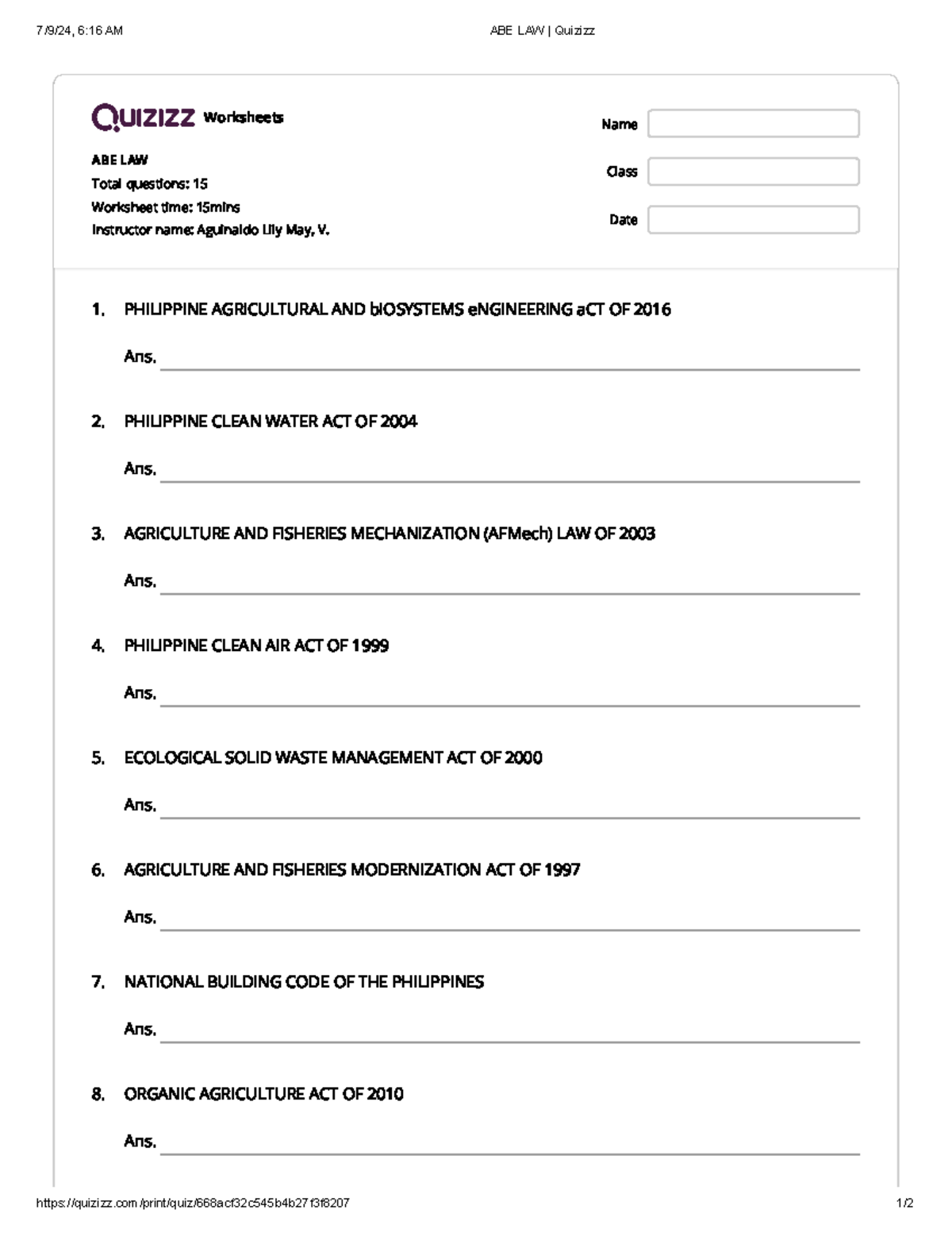 essssssaaaaaaaaaayyyyyy - Worksheets ABE LAW Total questions: 15 Worksheet time: 15mins ...