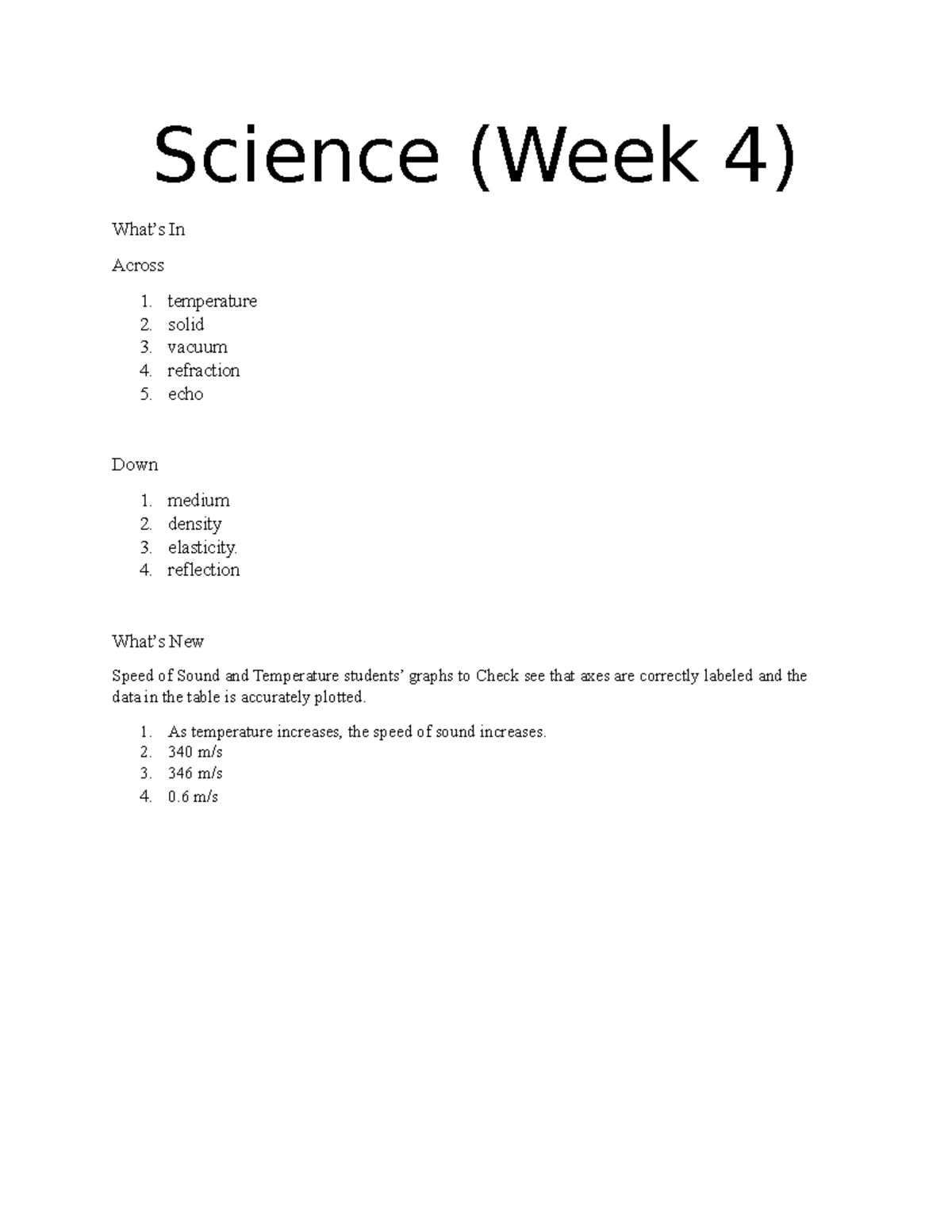 Scie week 4 q1 - week 4 - Science (Week 4) What’s In Across temperature ...