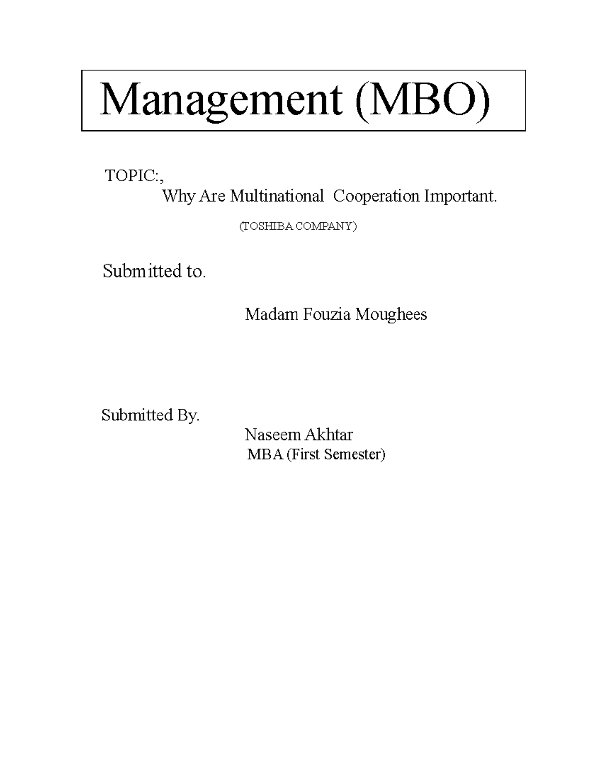 Management - business communication - Management (MBO) TOPIC:, Why Are ...