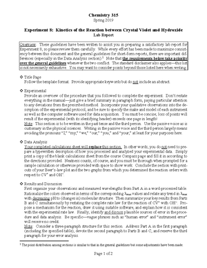 Ex 6 - Report - Chemistry 315 Experiment 6: Experiment title here Ben ...