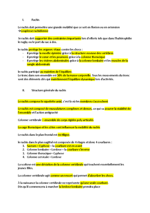 S2 Anat td - anatomie L1 STAPS - S2 Anat td Mdp L3PAPAS Composition vertèbre (spongieux et dur ...