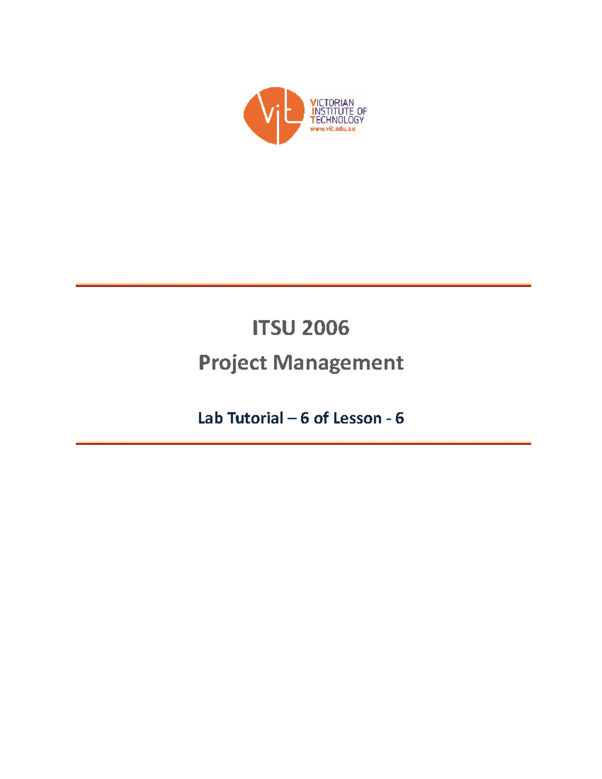 ITSU2006 Tutorial 6 -57714 - ITSU 2006 Project Management Lab Tutorial ...