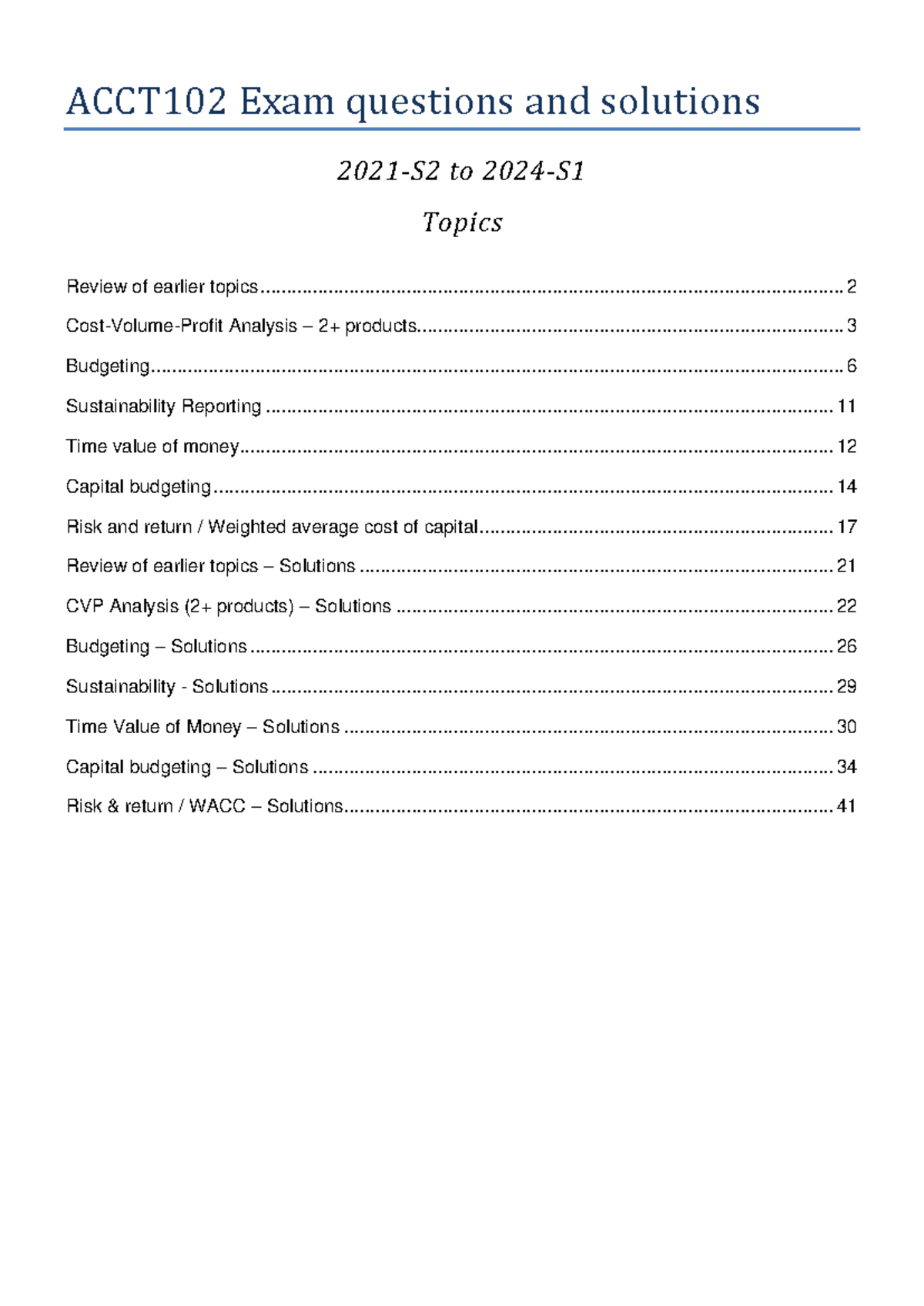 ACCT102 Previous Exam QA 2021-S2 to 2024-S1 - ACCT 102 Exam questions ...