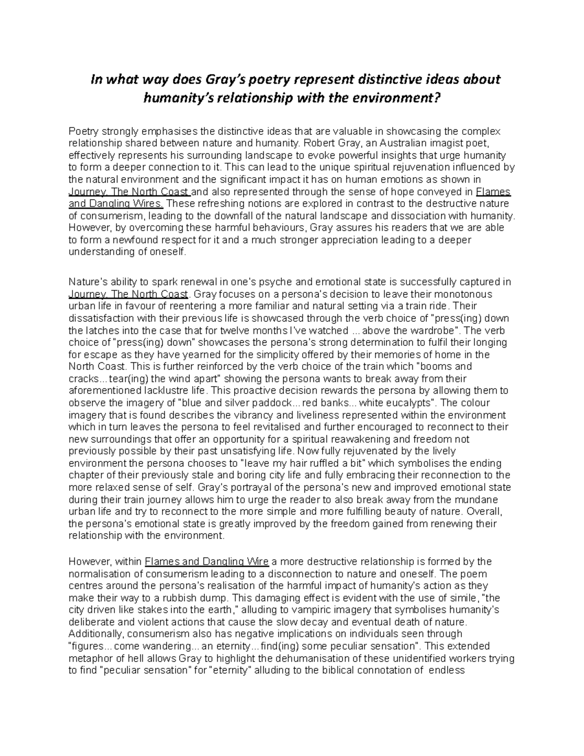 In what way does Gray’s poetry represent distinctive ideas about ...